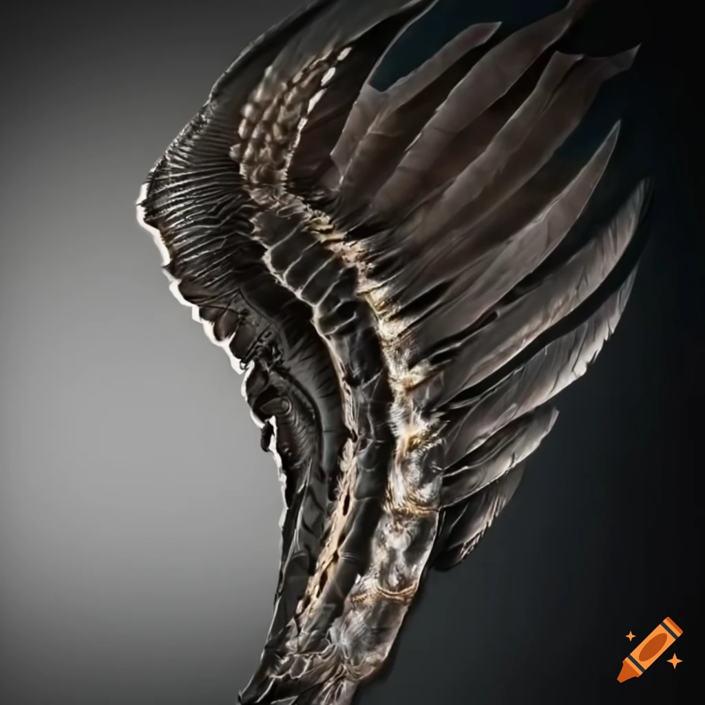 Perfect-Metal High-Tech Sharp-&-Feathered BioMechanical-Wings. Full ...