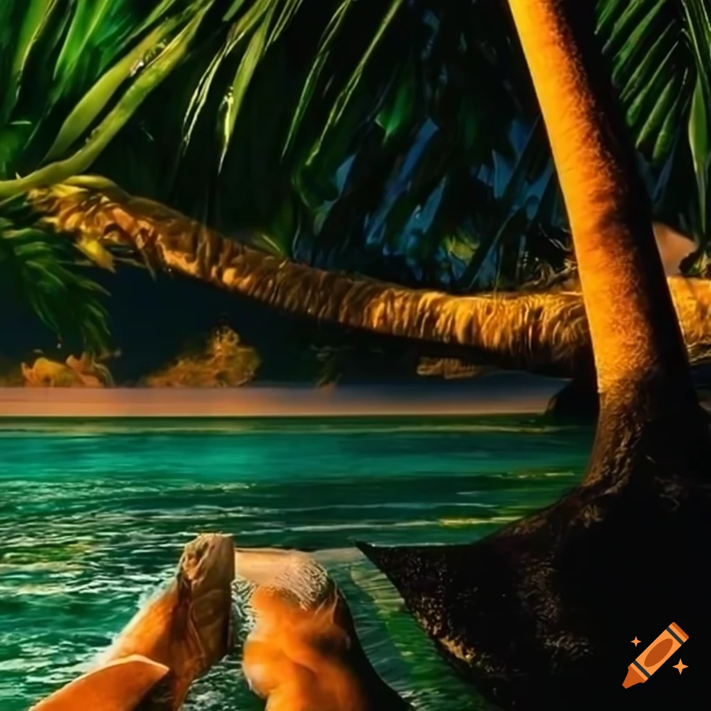 Vibrant book cover design depicting a tropical island getaway