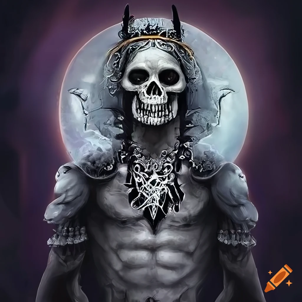 God of death and darkness wearing a silver circlet on Craiyon