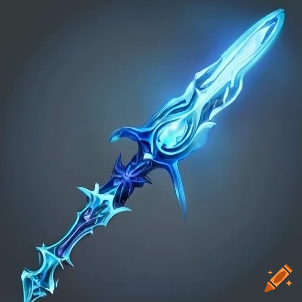 Magic blue longsword with light and energy around it