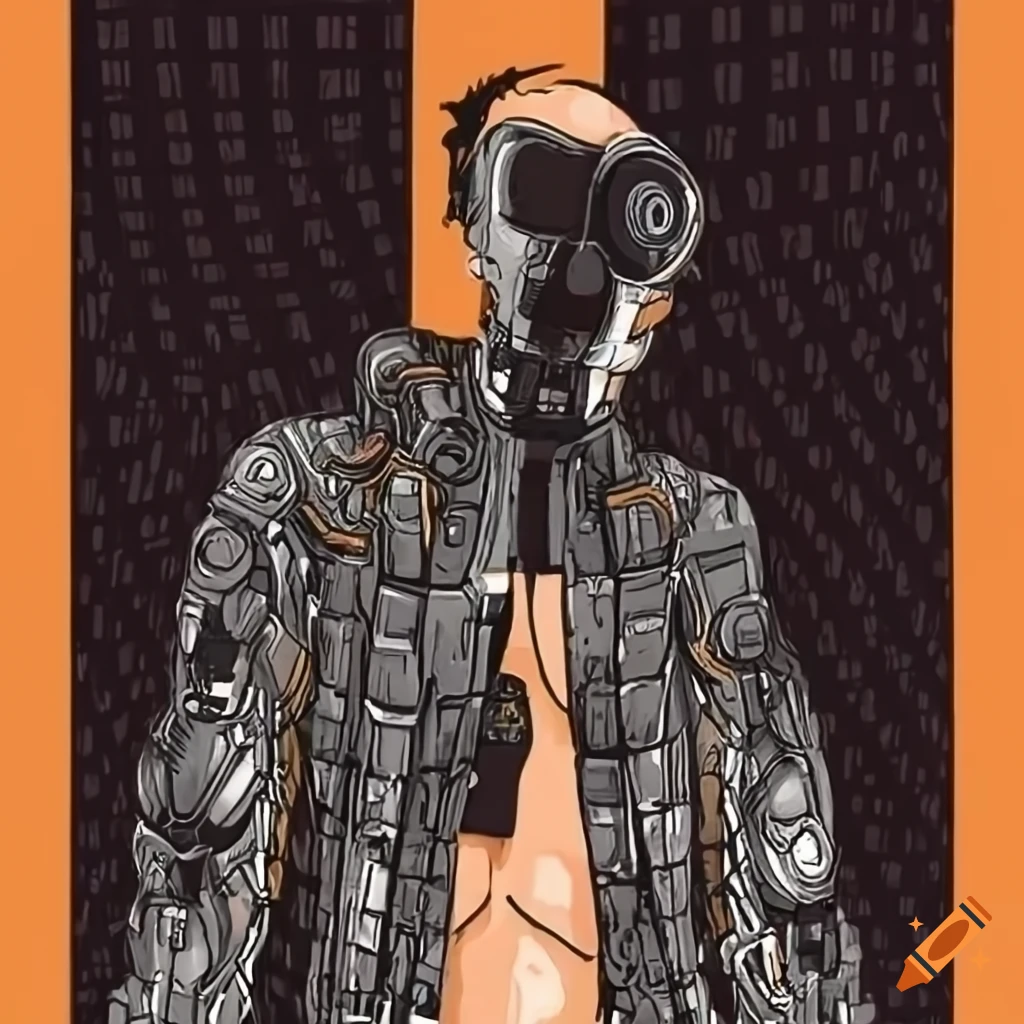 Black E-boy Fashion cyborg posing with whole body on Craiyon