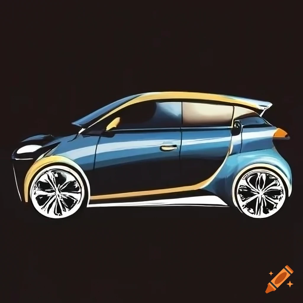 B&w electric car, side view on Craiyon