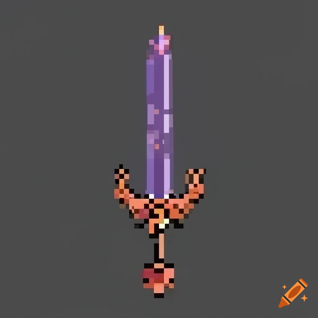 Long sword with red crystal blade pixel art