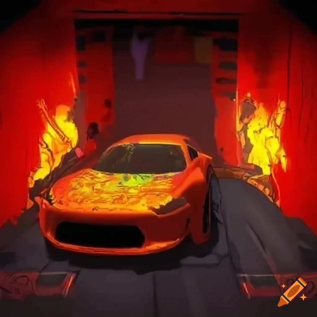 Unrealistic car racing, arcade painting, hd, 4k