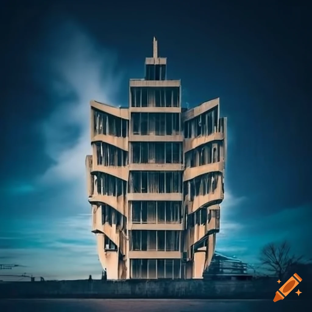 An avant-garde building showcasing modern and brutalist architecture on Craiyon