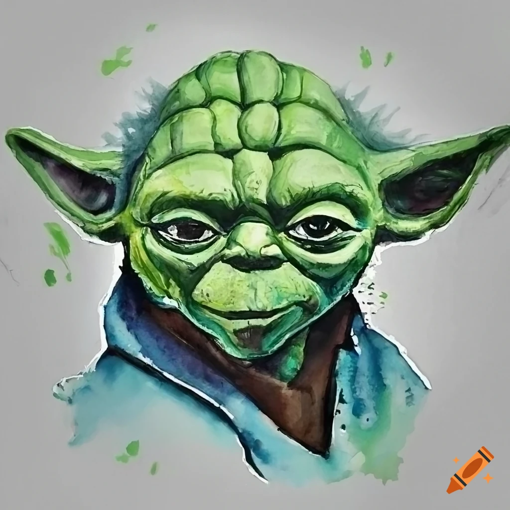 Yoda watercolor painting on Craiyon