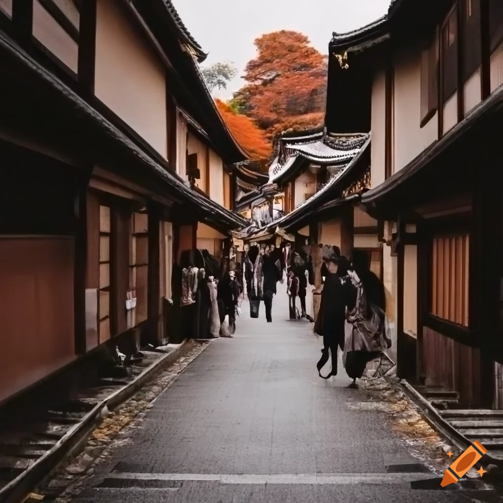 Kyoto, japan with busy tourist