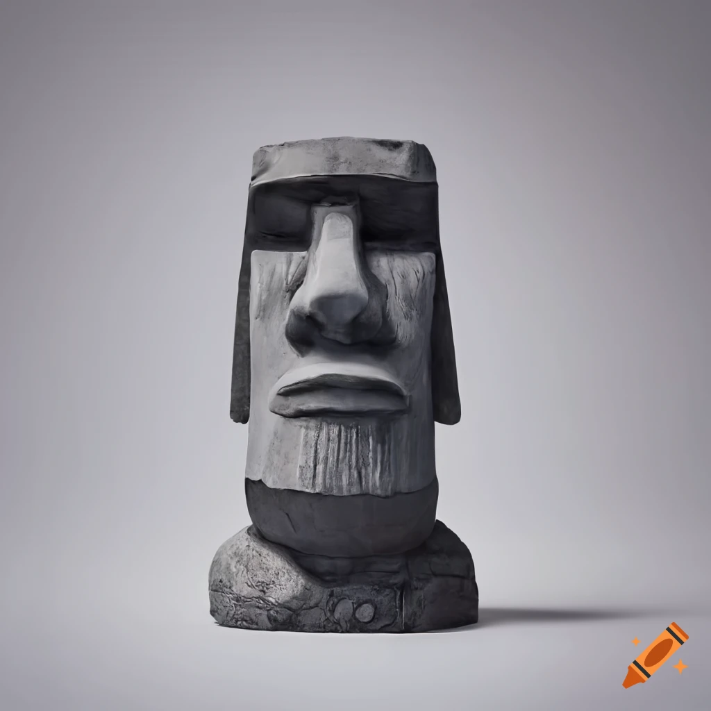 Grey moai statue on Craiyon