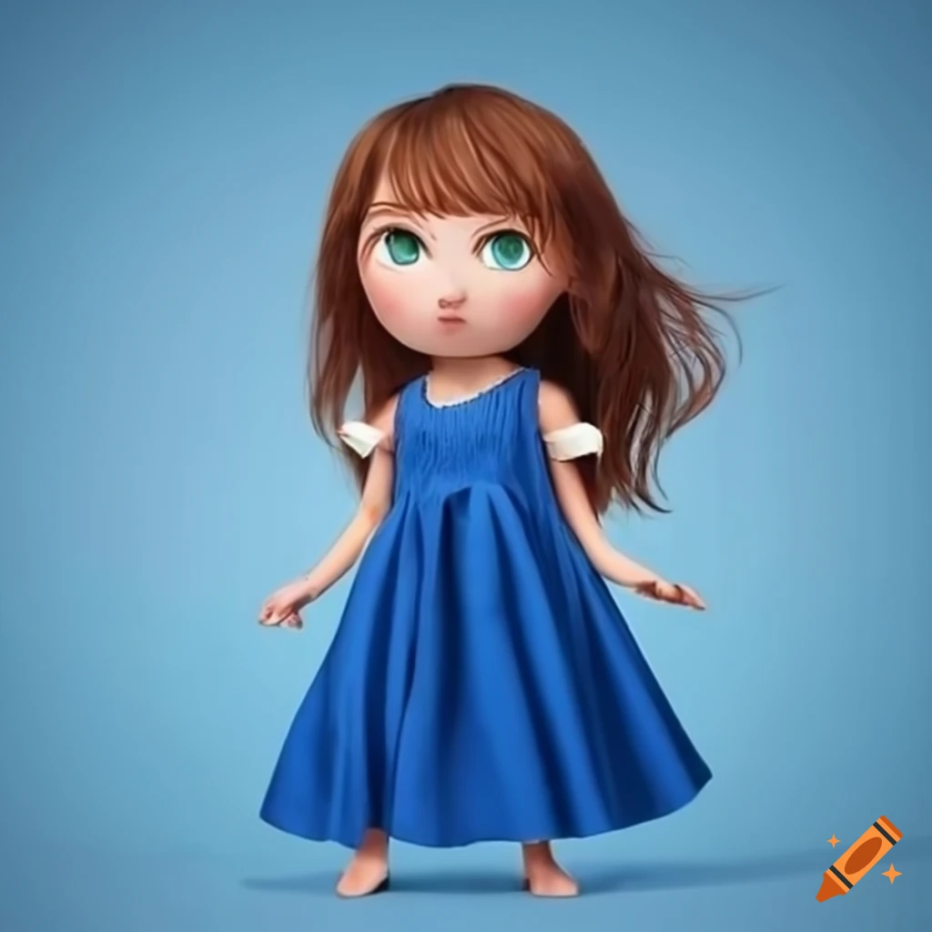 Girl wearing a bluo dress with white heels