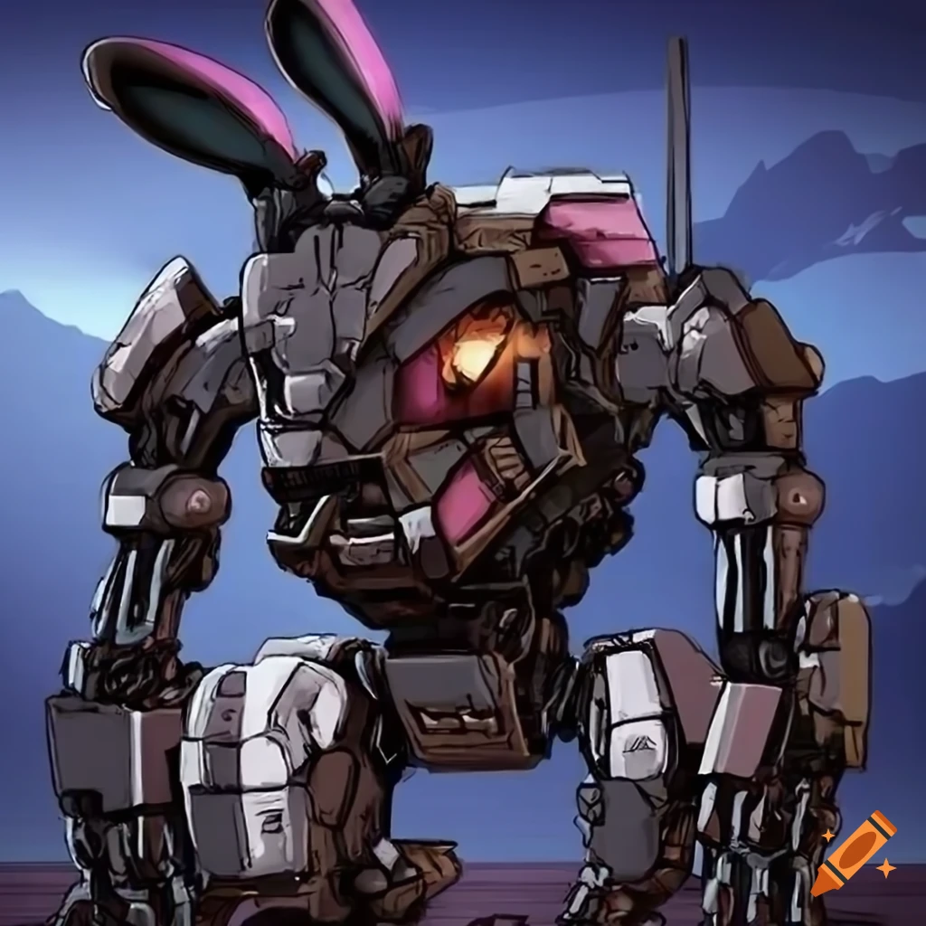 Bunny mech in battle scene on Craiyon