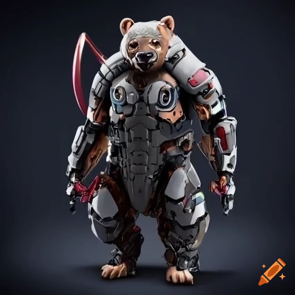 Futuristic warrior cyborg bear on Craiyon
