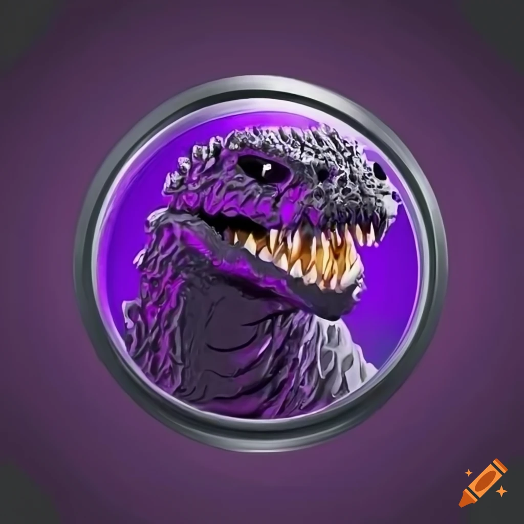 Metallic purple and black godzilla head icon on Craiyon