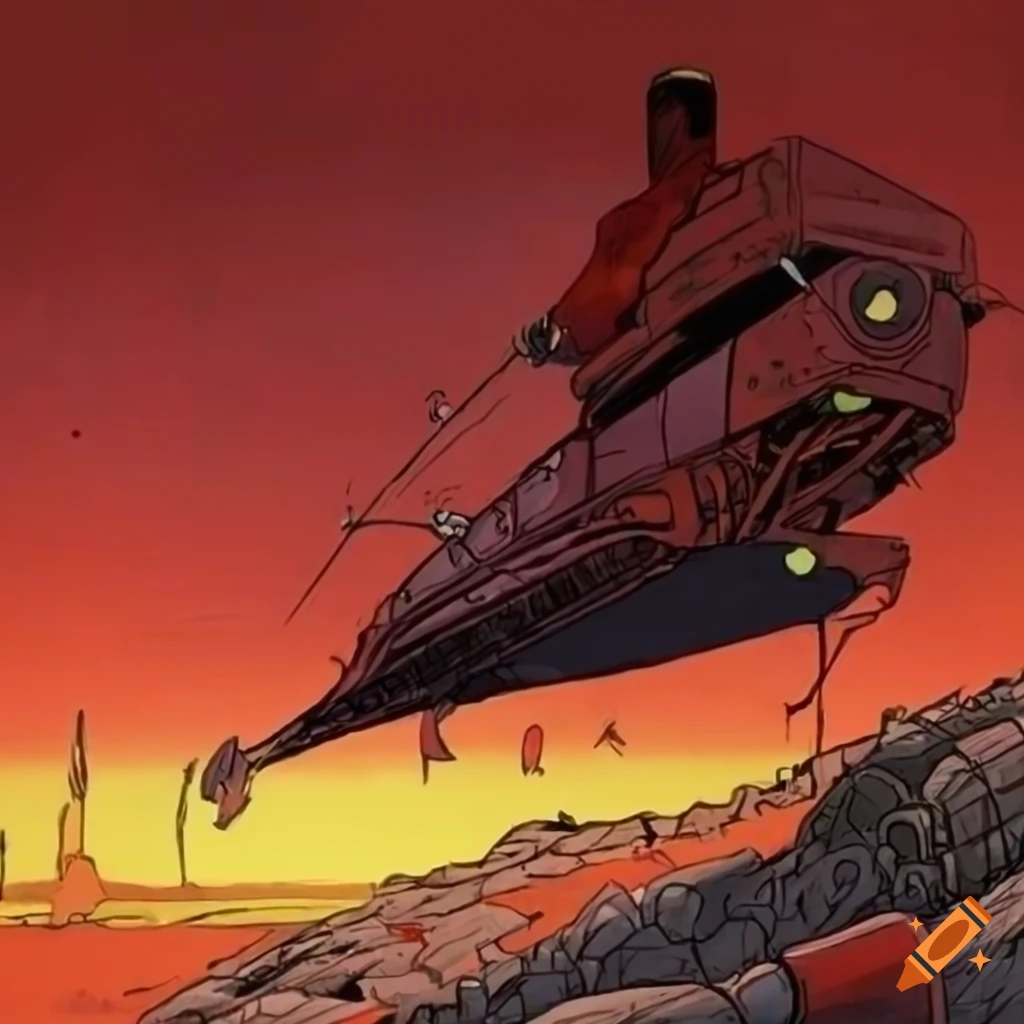 Red moebius bio speeder art on Craiyon