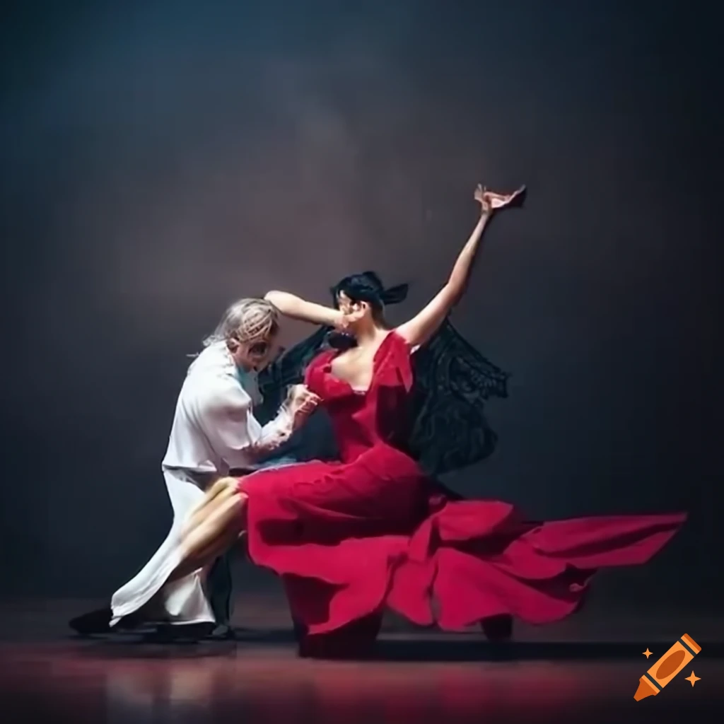 Tango dancers in vivid background argentina