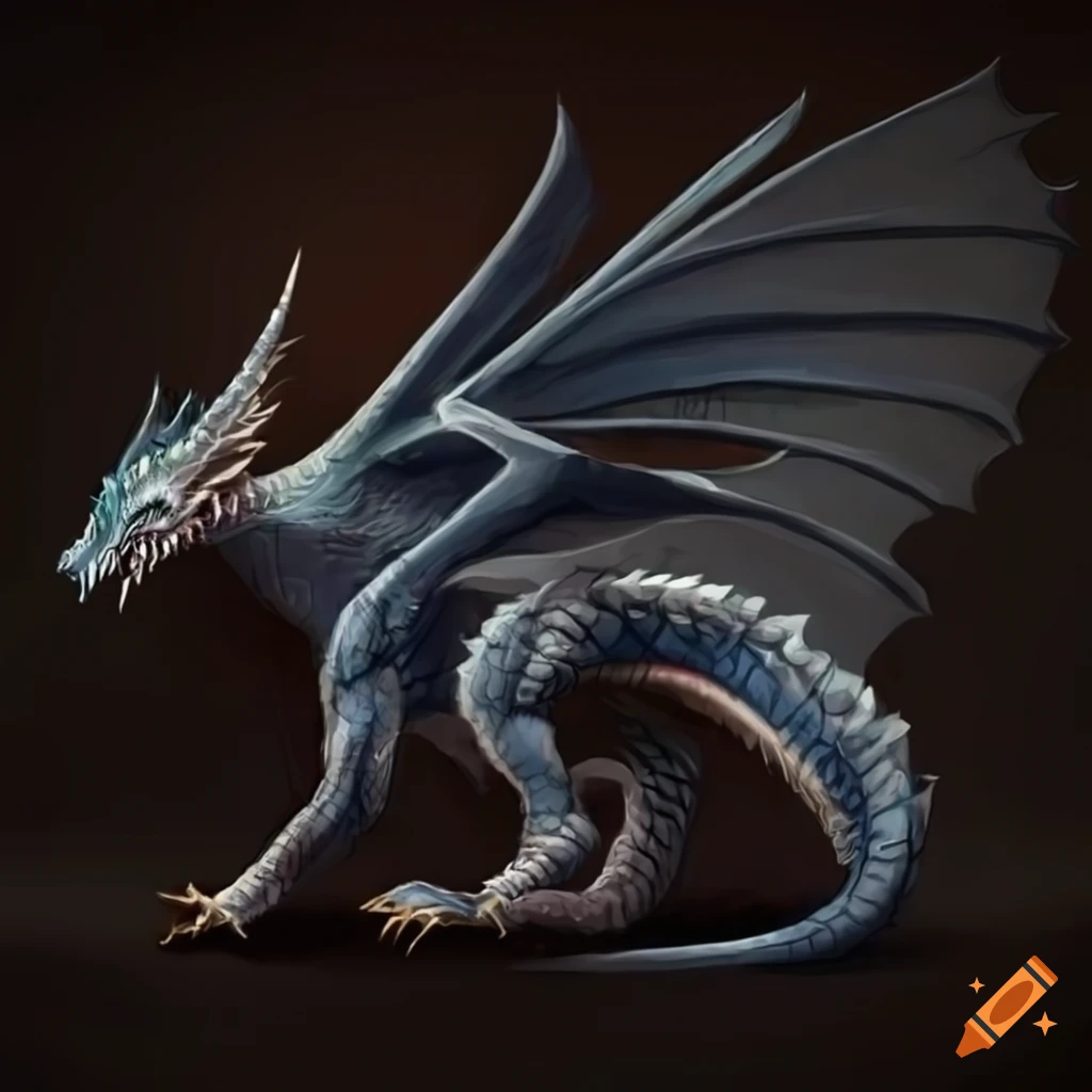 Full body dragon concept designs, side view