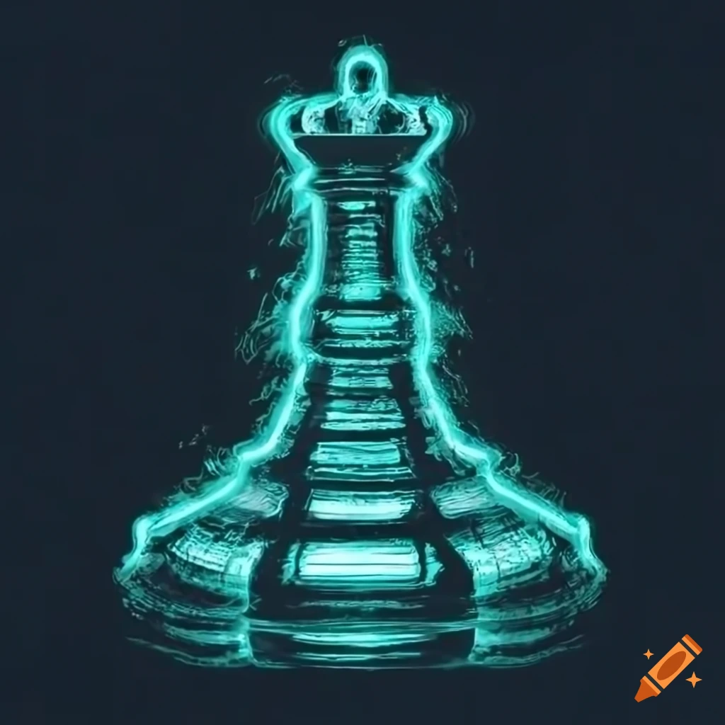 Neon surrealistic cyberpunk chess board ready for an intense game of ...