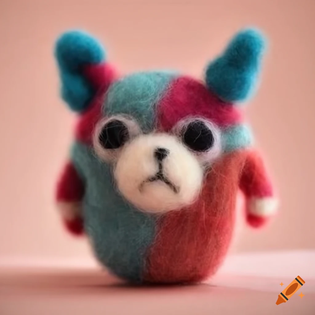 Felted wool creatures wearing preppy college clothing on Craiyon