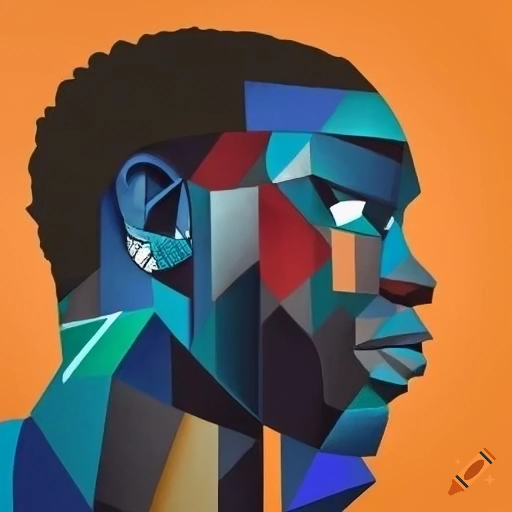 Abstract creative cubist black man