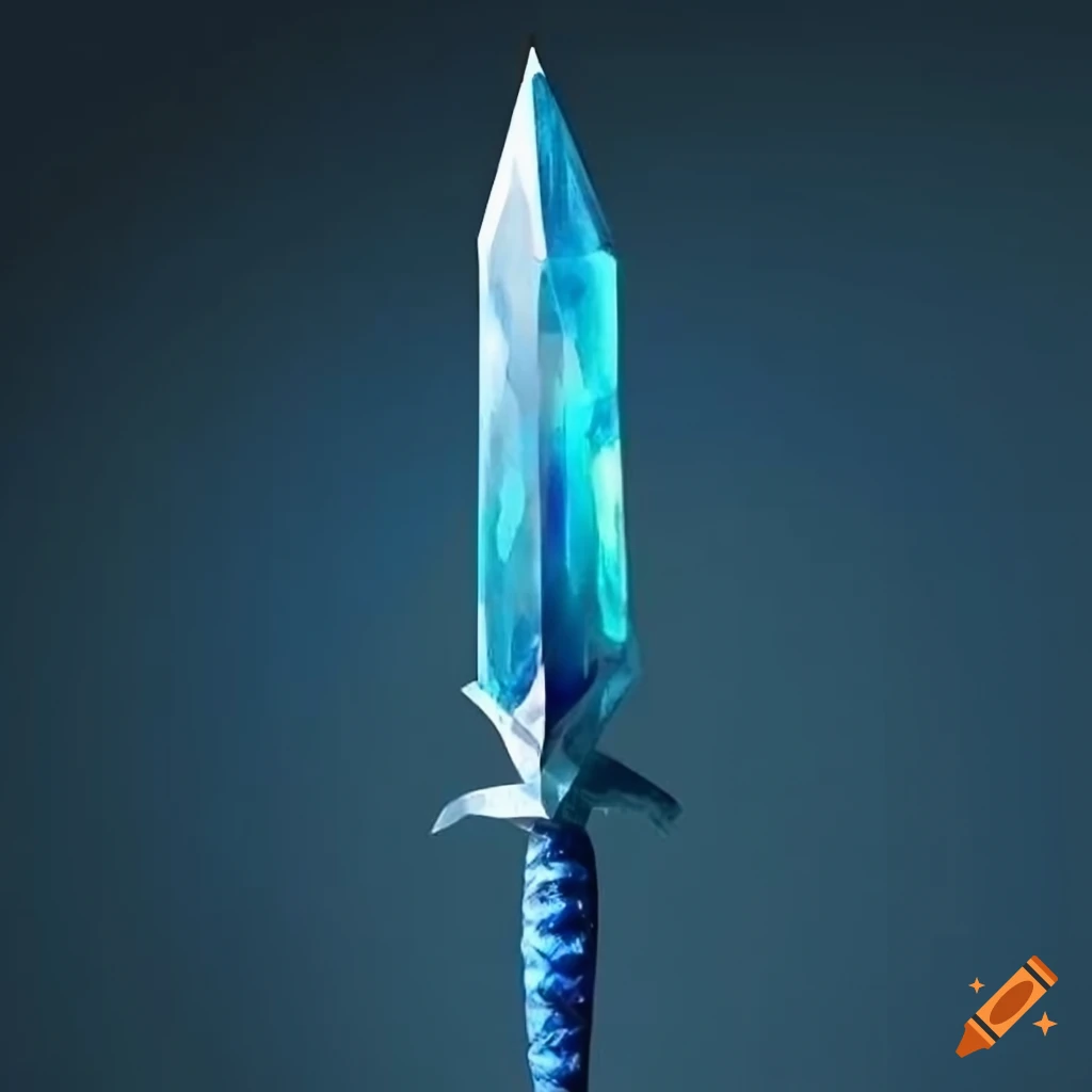 A blue crystal sword on Craiyon