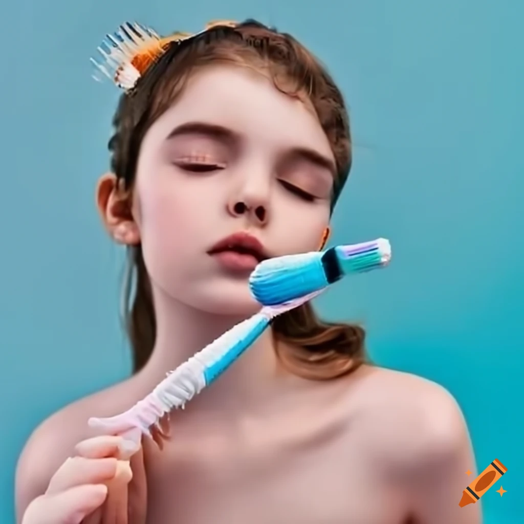 Girl Holding Toothbrush On Craiyon