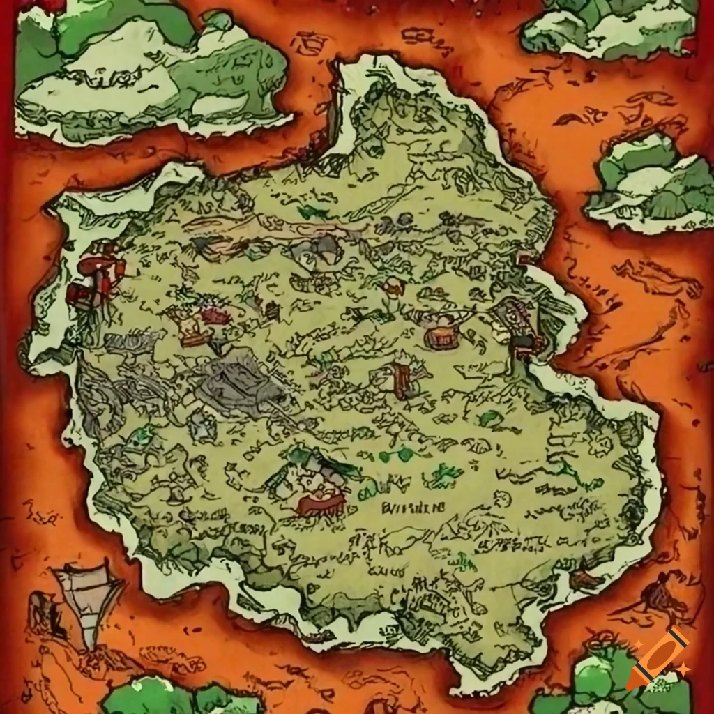 Medieval fantasy hand drawn map