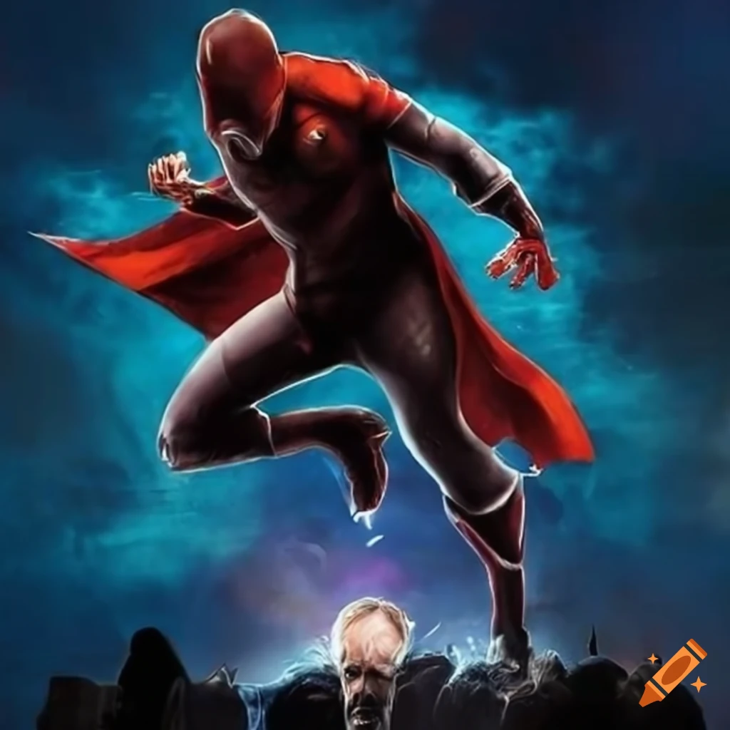 Dynamic movie poster featuring superheroes in action on Craiyon