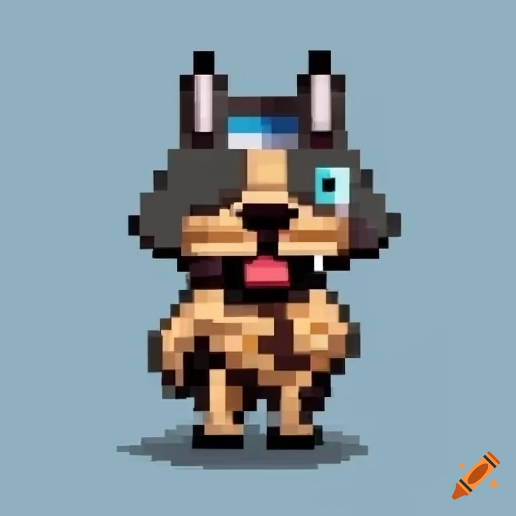 8 bits dog humanoid character sprite sheet on Craiyon