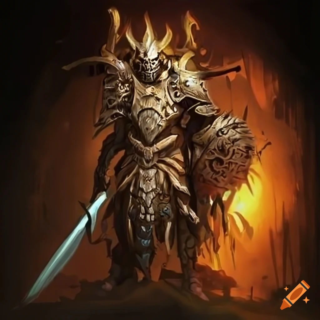 Sun warrior in bone armor on Craiyon