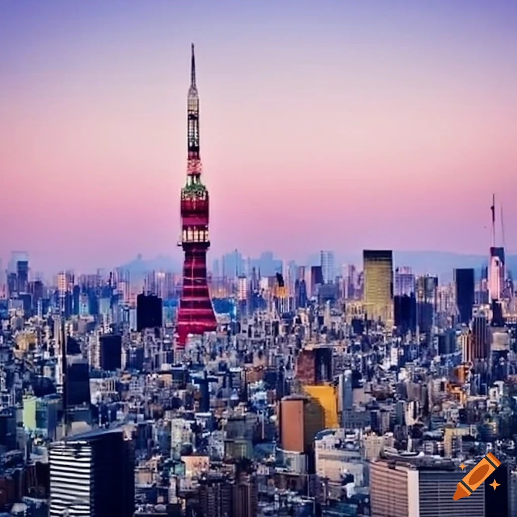 A city skyline that blends tokyo and new york