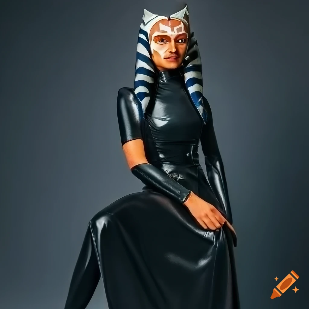 Frog view, low point of view, potrait, ahsoka tano, real, real life, person, sitting, black ...