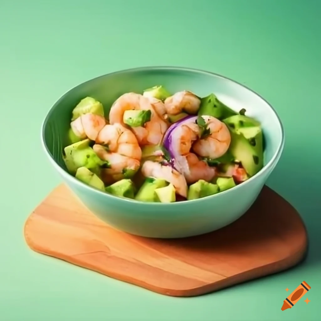 Delicious shrimp green ceviche with fresh pieces of avocado