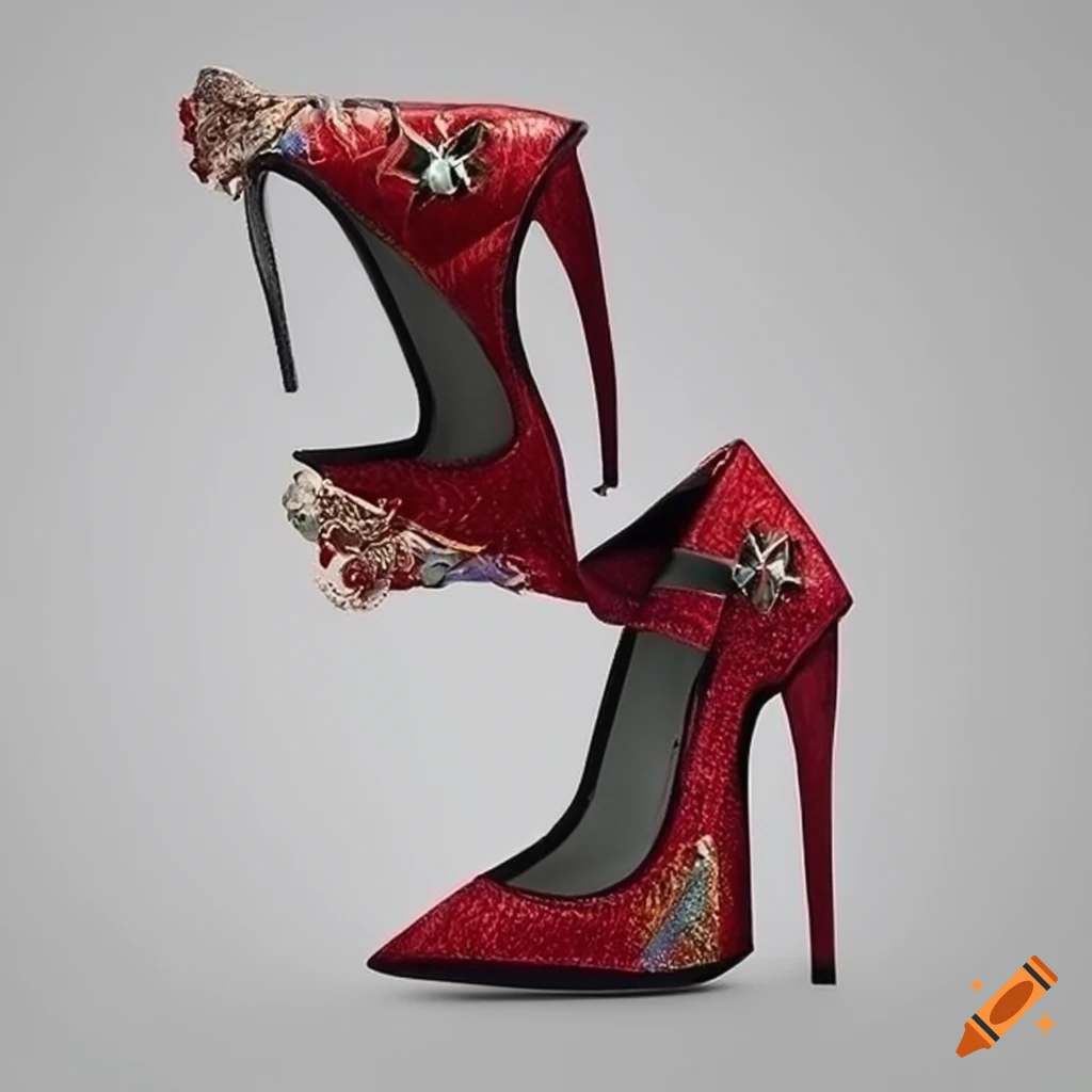 Unique fantasy-romantic shoe with a triangular toe design