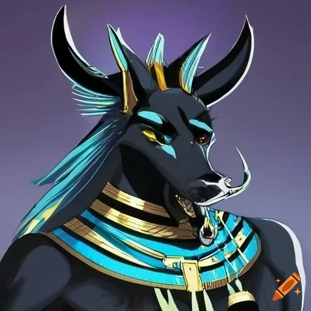 Big fat black fur anubis