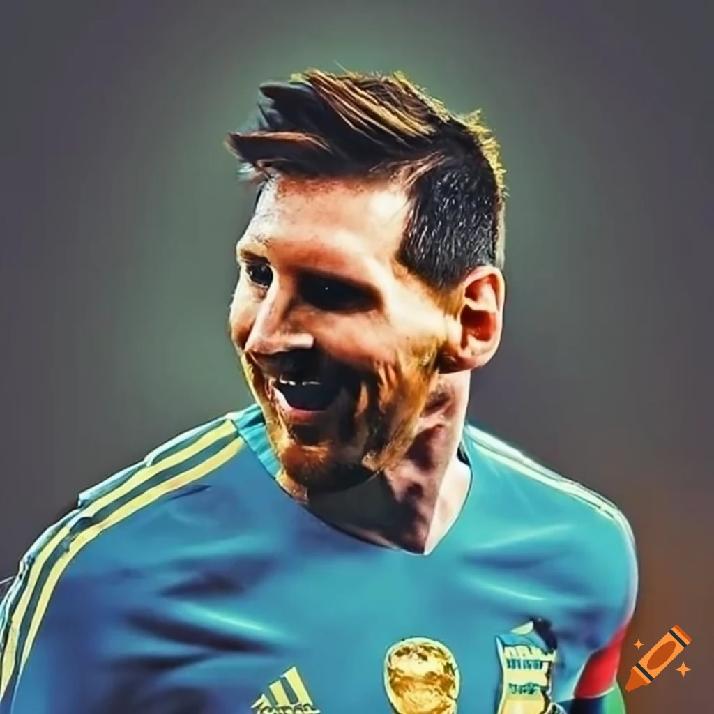 Lionel messi soccer player and world cup trophy on Craiyon