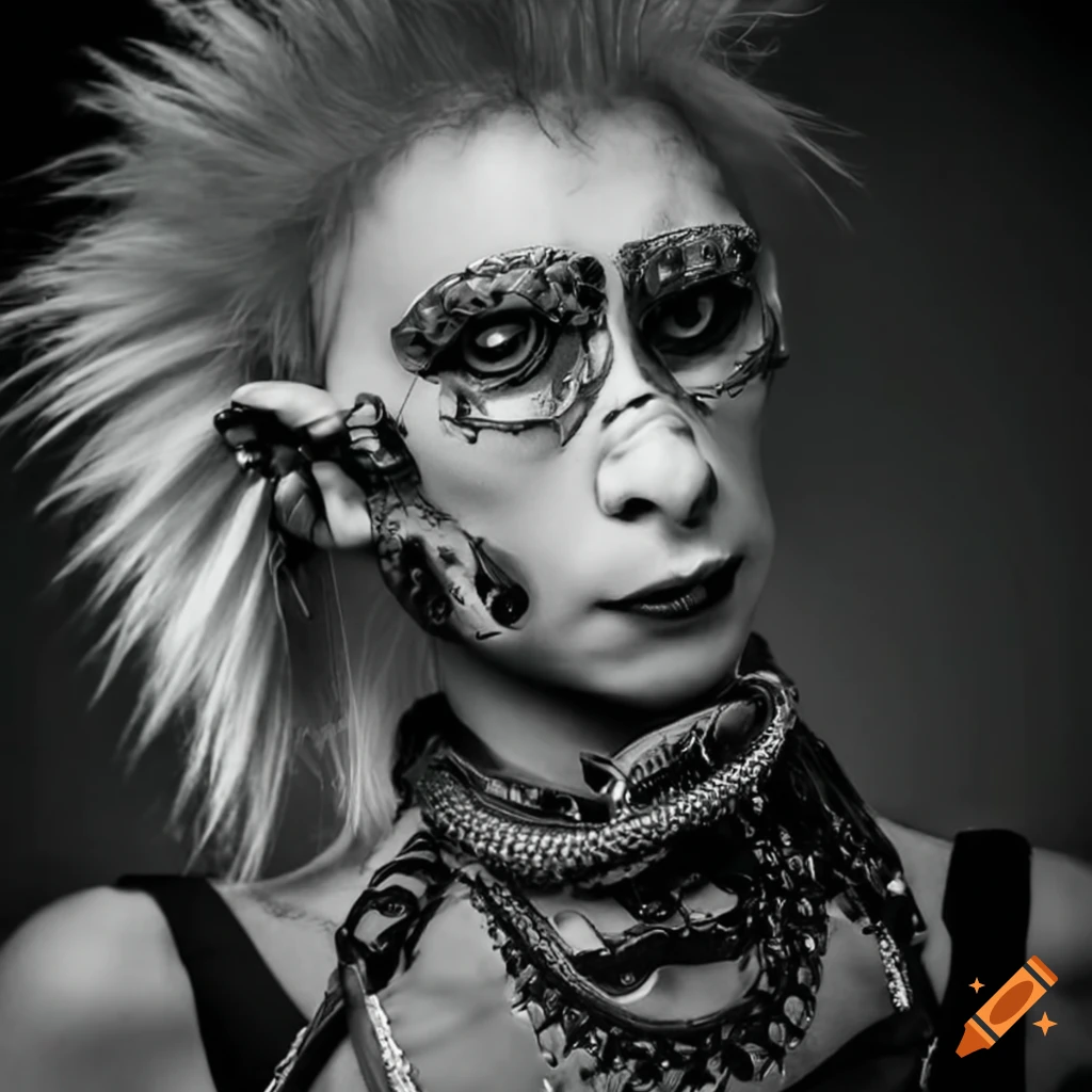 Monkey cyborg wearing punk fashion