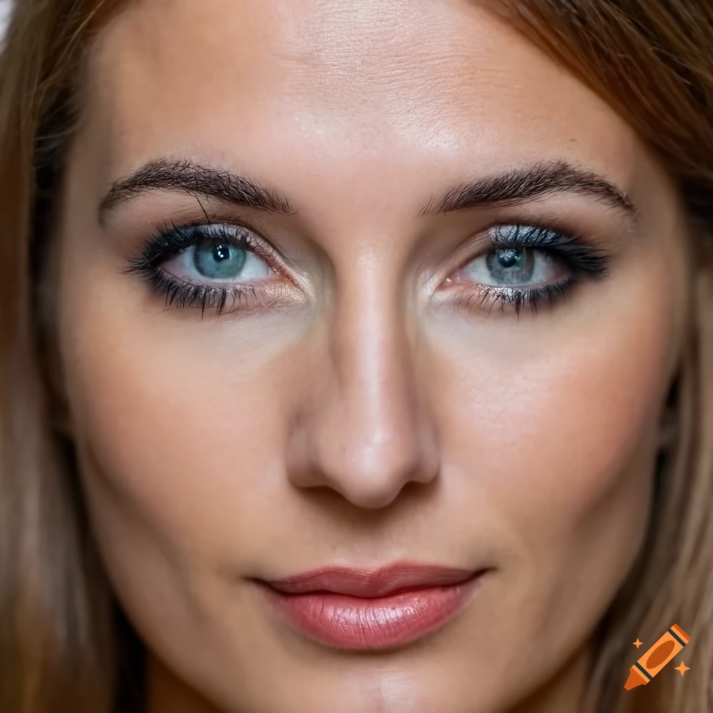 Close-up of a young russian woman's symmetrical face with Insanely ...