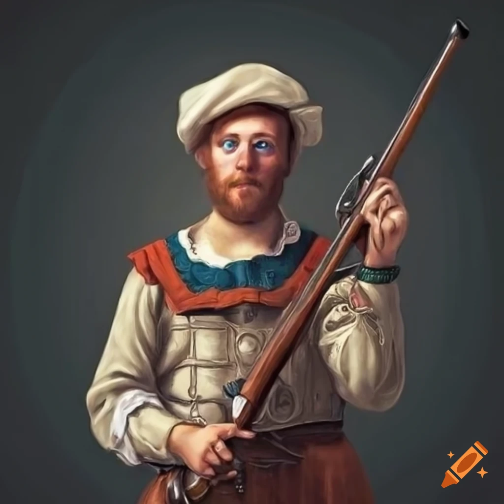 Realistic picture of 16th century german sailor with blue eyes, short ...