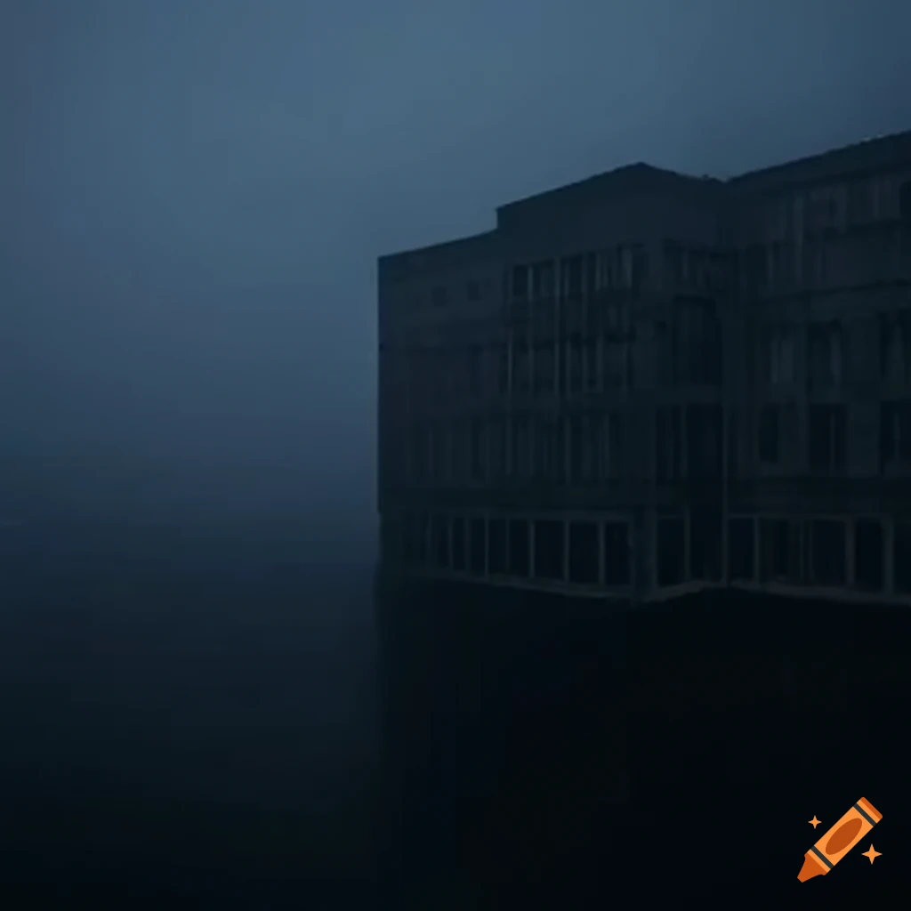 A mysterious fog covering an iconic industrial building on Craiyon