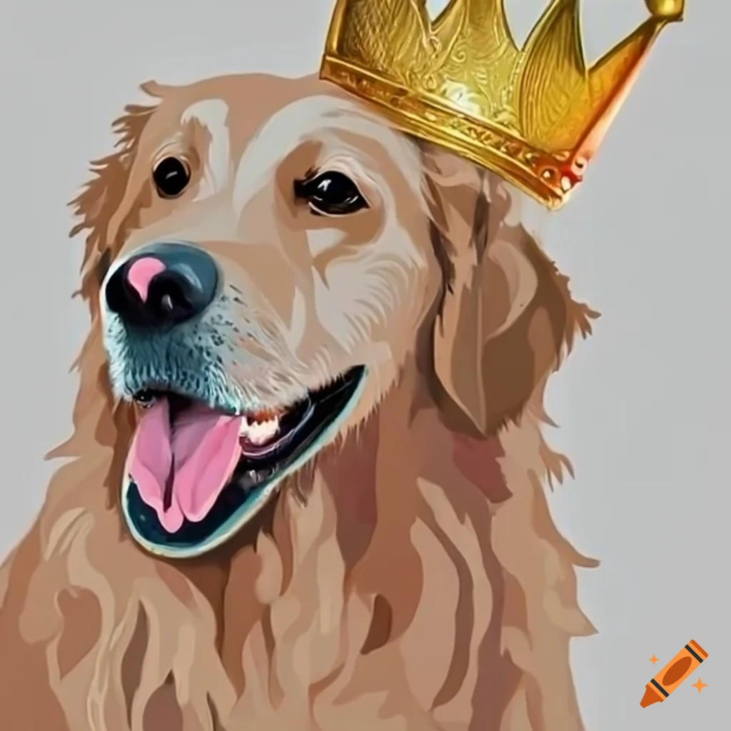 Golden retriever with a crown