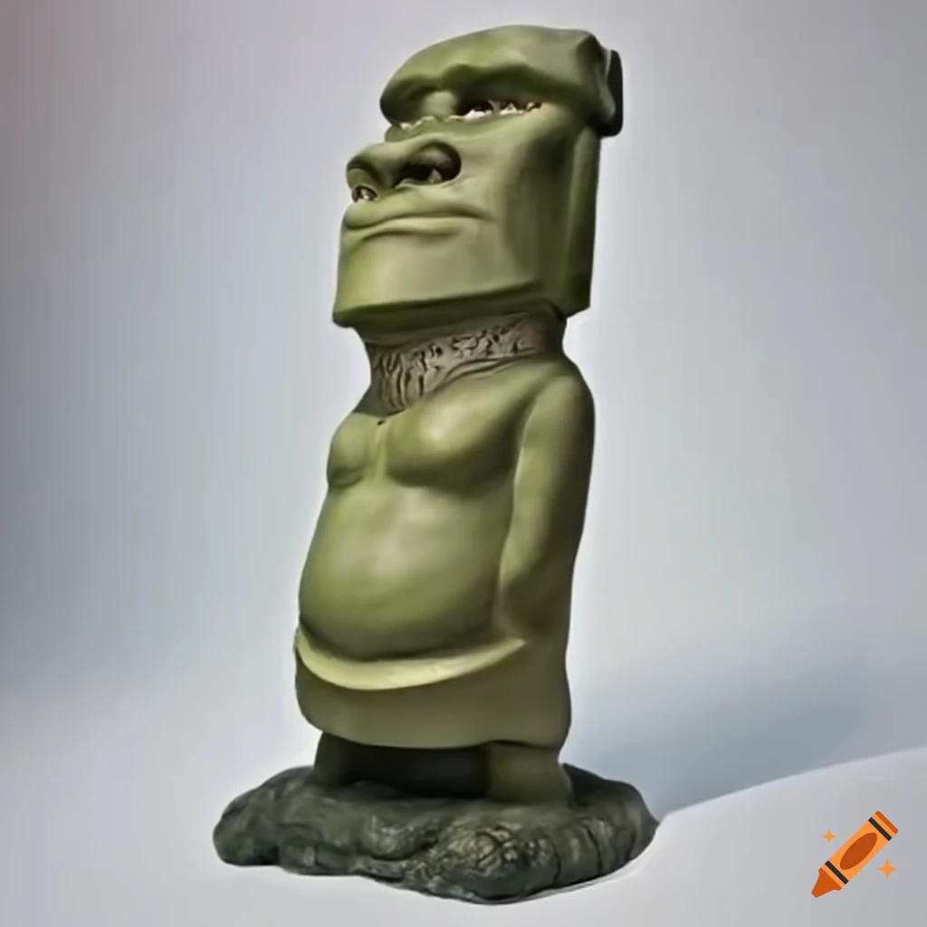 Shrek as a moai statue on Craiyon