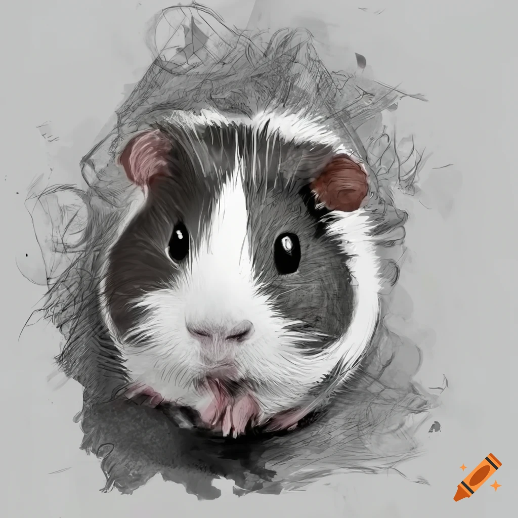 Abstract illustration of a white and gray american guinea pig as a ...