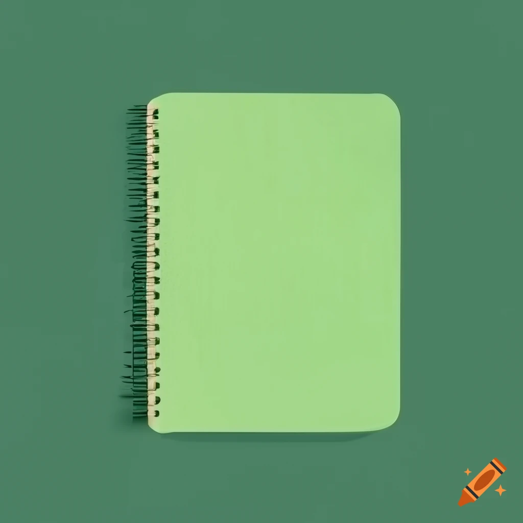 Notebook green, in watercolor style, minimalism, icon