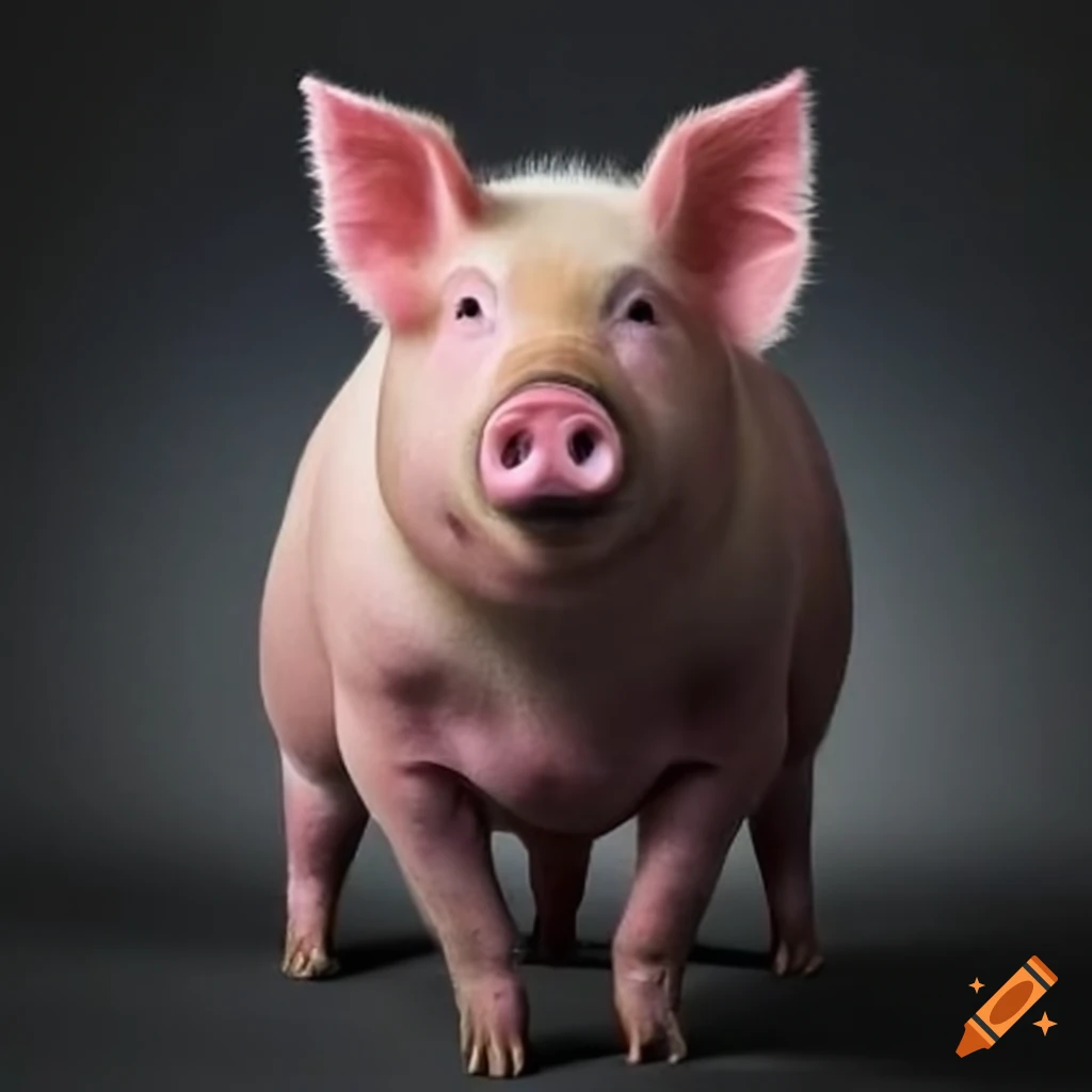 Pig Standing On Hind Legs
