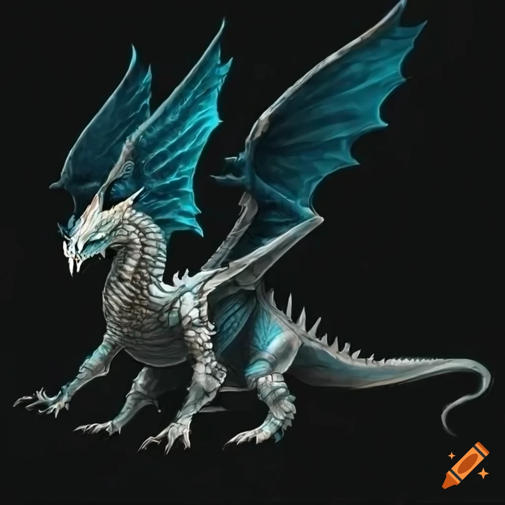 Full body dragon concept design, side view