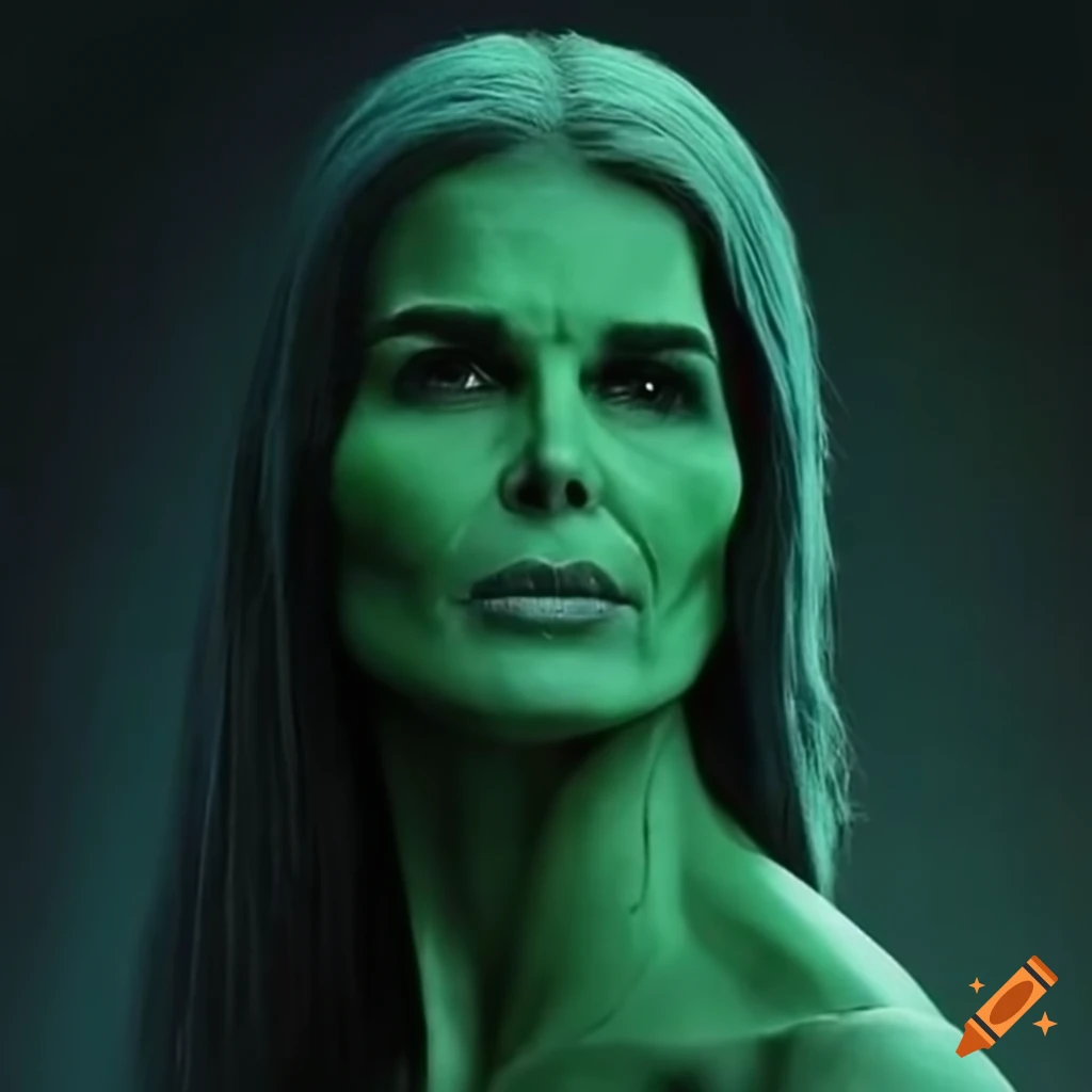 An Envious Dark Green Shadow Ghost who looks like Bodybuilder Angie ...