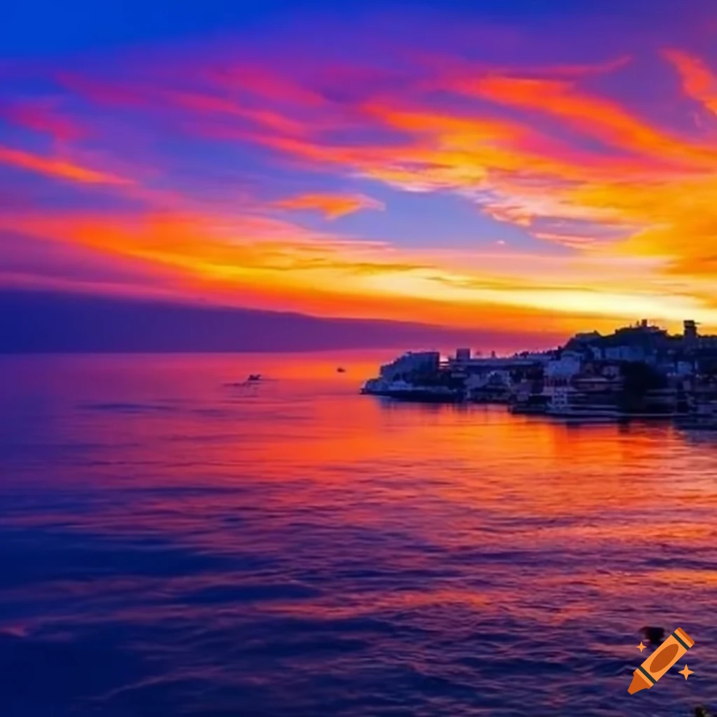 French riviera sunset sky