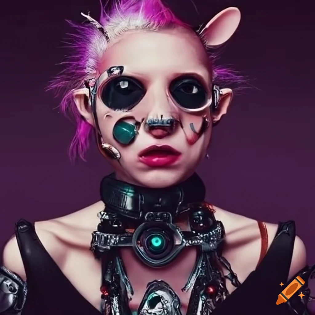 Rat cyborg wearing punk fashion