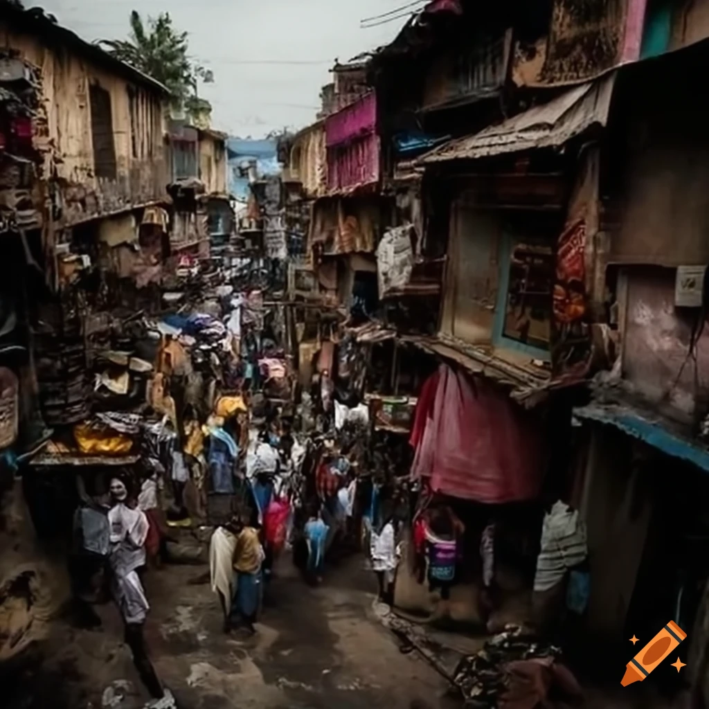 A crowded and dirty street in india on Craiyon