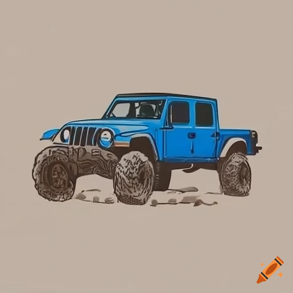 Blue jeep gladiator conquering muddy terrain with power and style