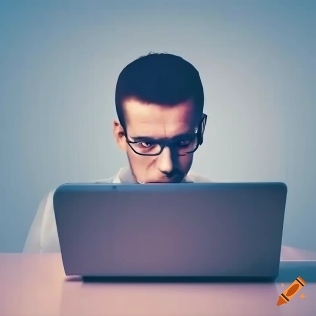 Man staring at computer on Craiyon